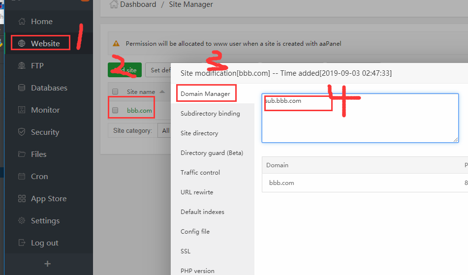 Add Subdomain Aapanel Free Hosting Control Panel One Click Lamplemp