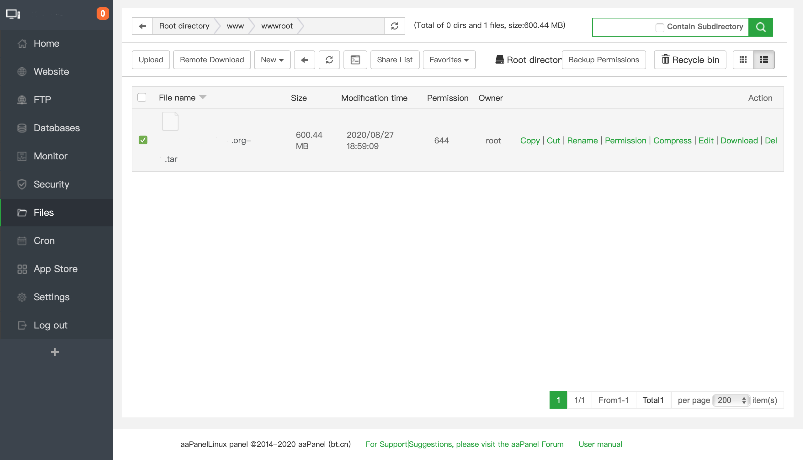 How To Extract File .Tar - aaPanel - Free Hosting control panel. One-click LAMP/LEMP.