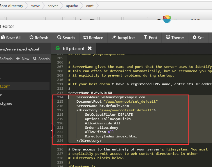 How To Set Default Directory For The Server Ip Domain Aapanel Free Hosting Control Panel