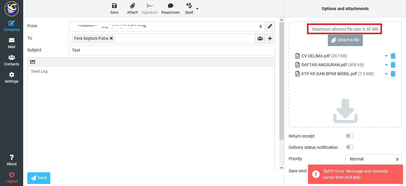 SMTP Error Sending File Large - aaPanel - Free Hosting control panel ...