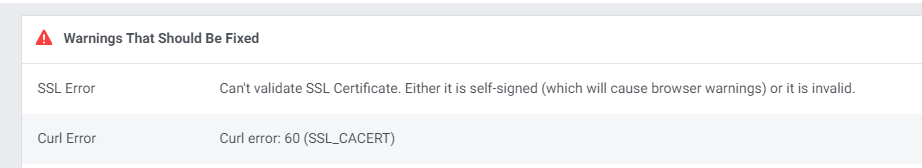 Error On Openlitespeed Ssl Curl Error 60 Sslcacert Aapanel Free Hosting Control Panel