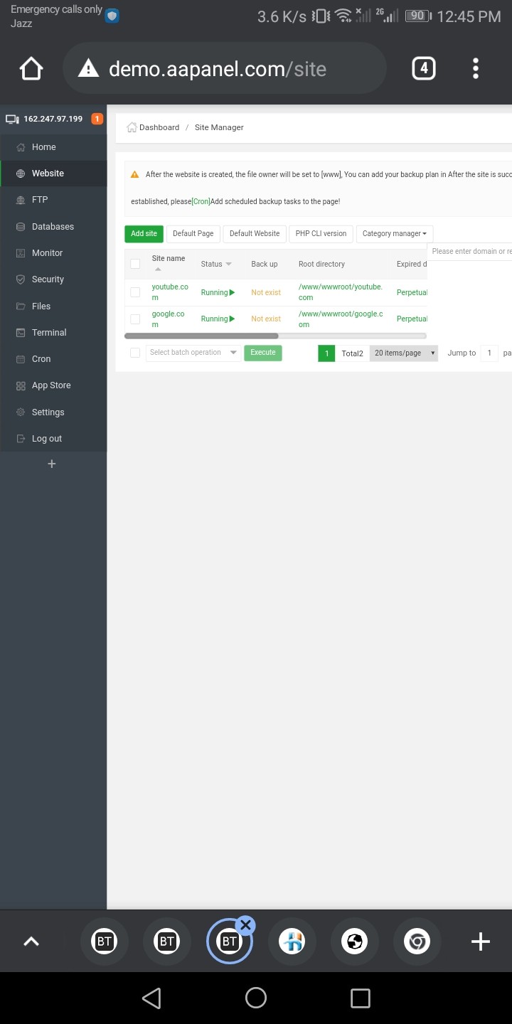 Website Config Folder - aaPanel - Free Hosting control panel. One-click LAMP/LEMP.