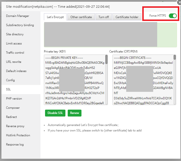 Panel SSL Bug - aaPanel - Free Hosting control panel. One-click LAMP/LEMP.