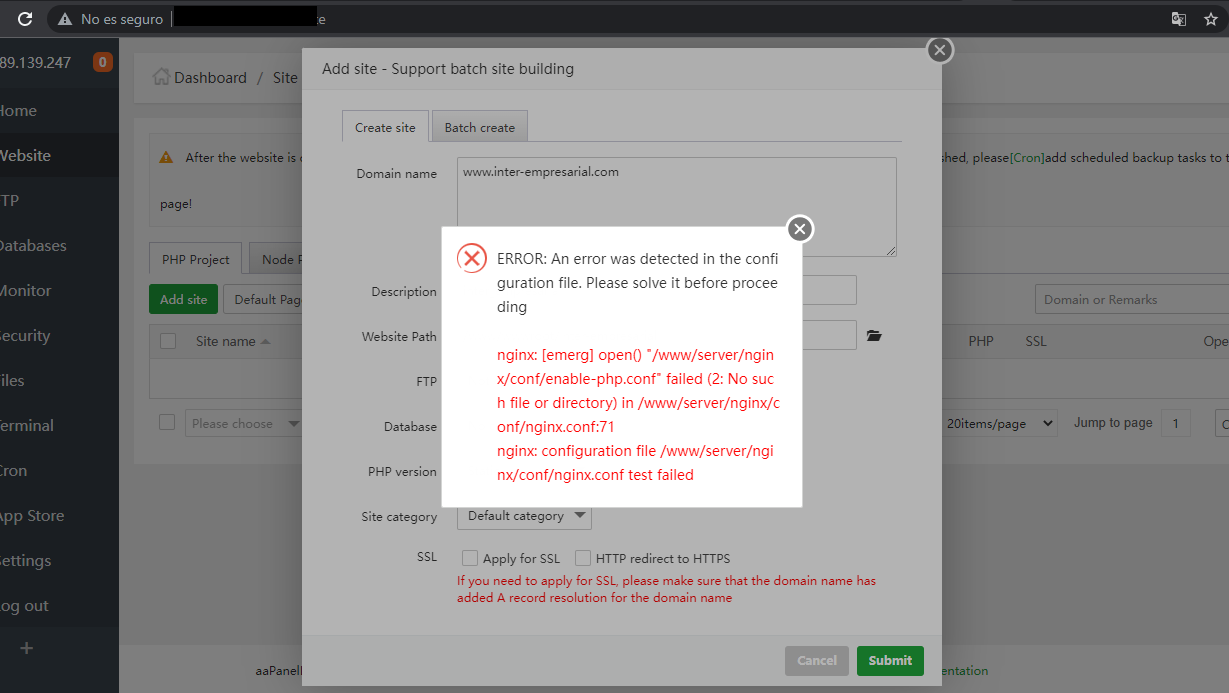 How To Set Default Directory For The Server Ip Domain Aapanel Free Hosting Control Panel
