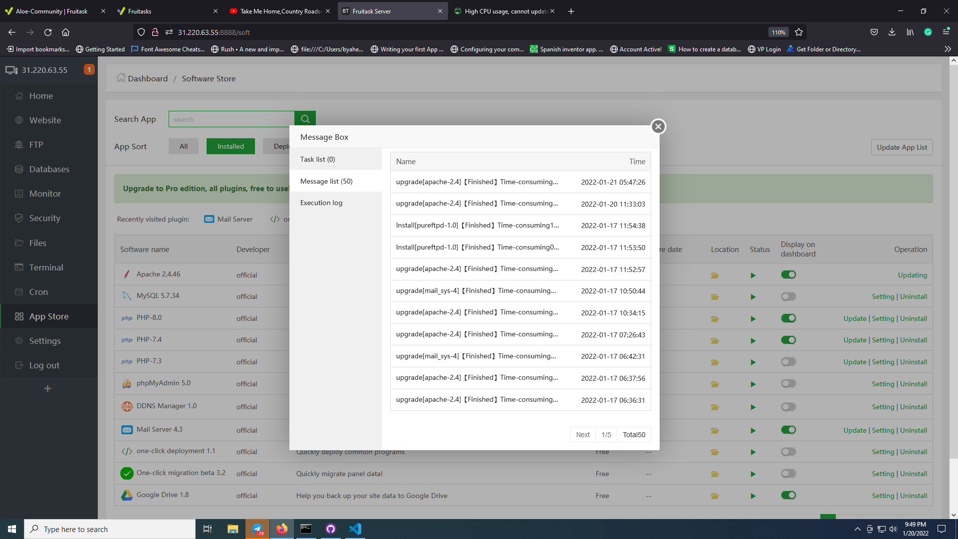 High Cpu Usage Cannot Update Websites Slow Aapanel Free Hosting Control Panel One Click