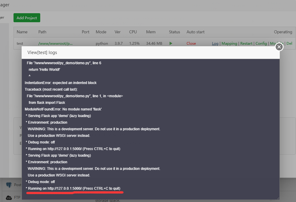 How to deploy your python project using python manager (flask) - aaPanel - Free Hosting control ...
