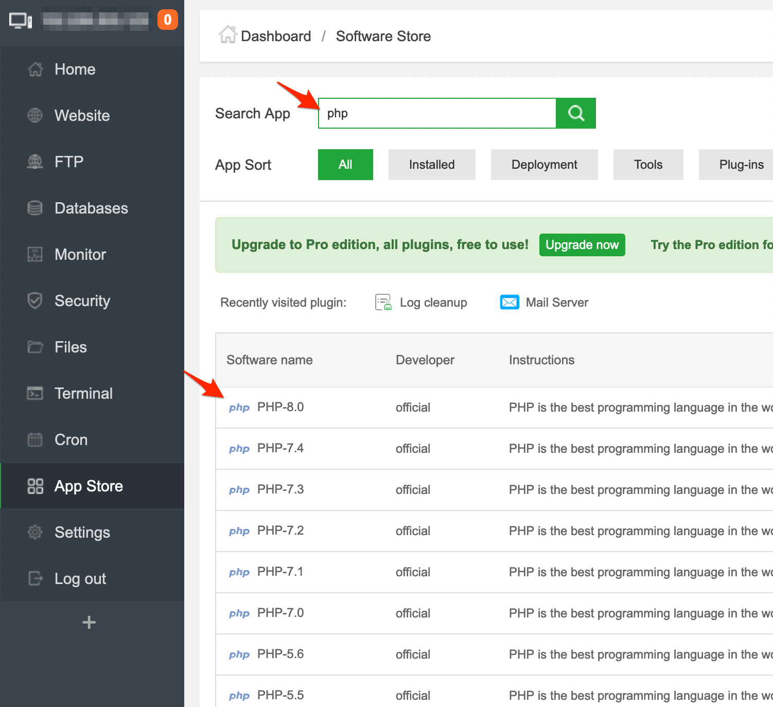 PHP 8.1 - aaPanel - Free Hosting control panel. One-click LAMP/LEMP.