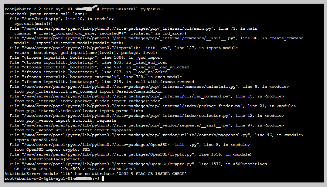 AttributeError: module 'lib' has no attribute 'X509_V_FLAG_CB_ISSUER ...