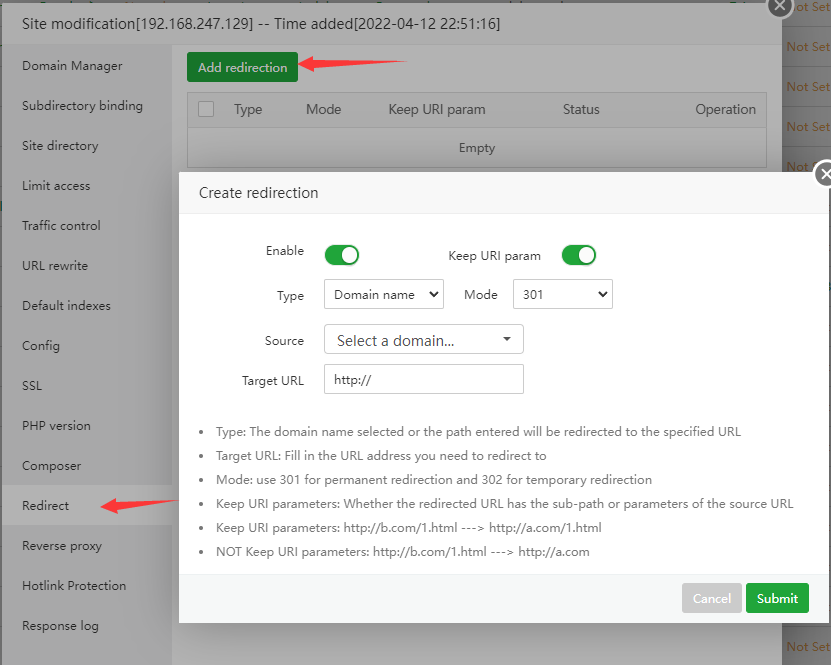 How To Redirect Website Ip Address To Ip Address Port Aapanel Free Hosting Control Panel