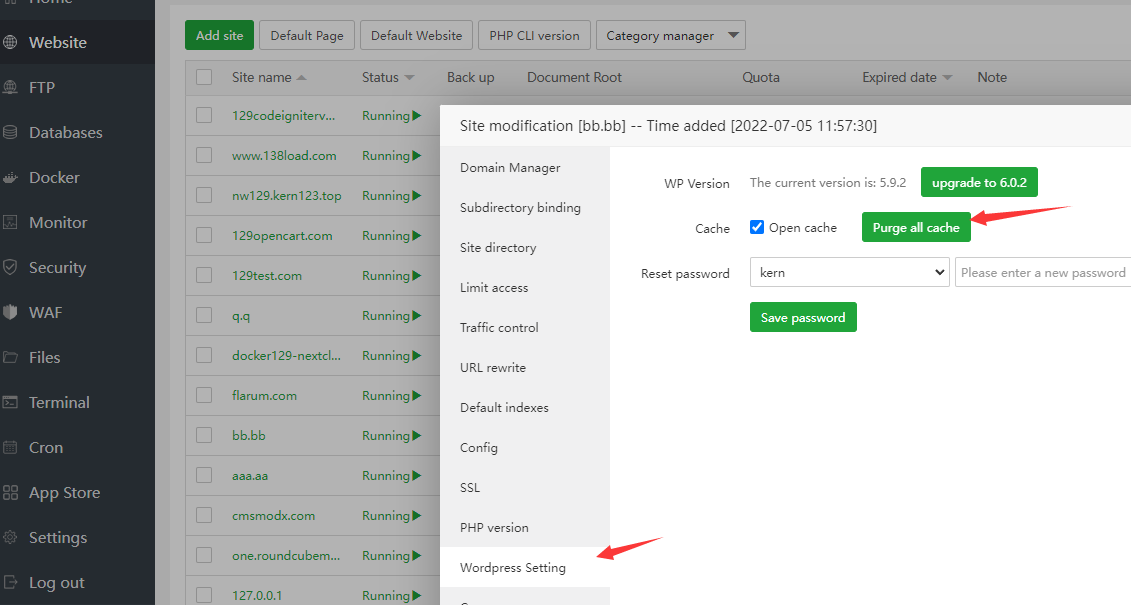 Nginx + FastCGIWP Cache Wordpress in Subdomain - aaPanel - Free Hosting control panel. One-click ...