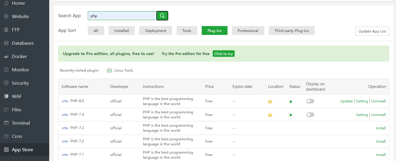 How to install 8.1 - aaPanel - Free Hosting control panel. One-click LAMP/LEMP.