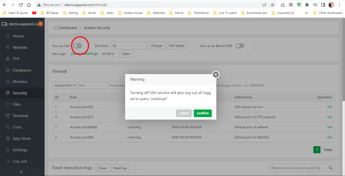 How To Turn On Ssh Aapanel Free Hosting Control Panel One Click Lamplemp