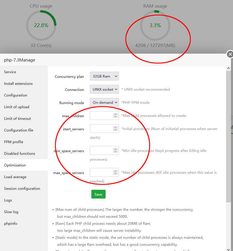PHP-7.* Optimization concurrency plan - aaPanel - Free Hosting control panel. One-click LAMP/LEMP.