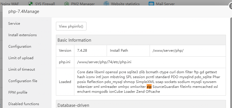 Zip Php Extension Installation - aaPanel - Free Hosting control panel. One-click LAMP/LEMP.