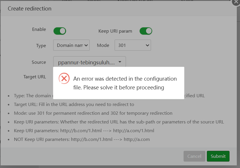 Canot Add Redirection Aapanel Free Hosting Control Panel One Click Lamplemp