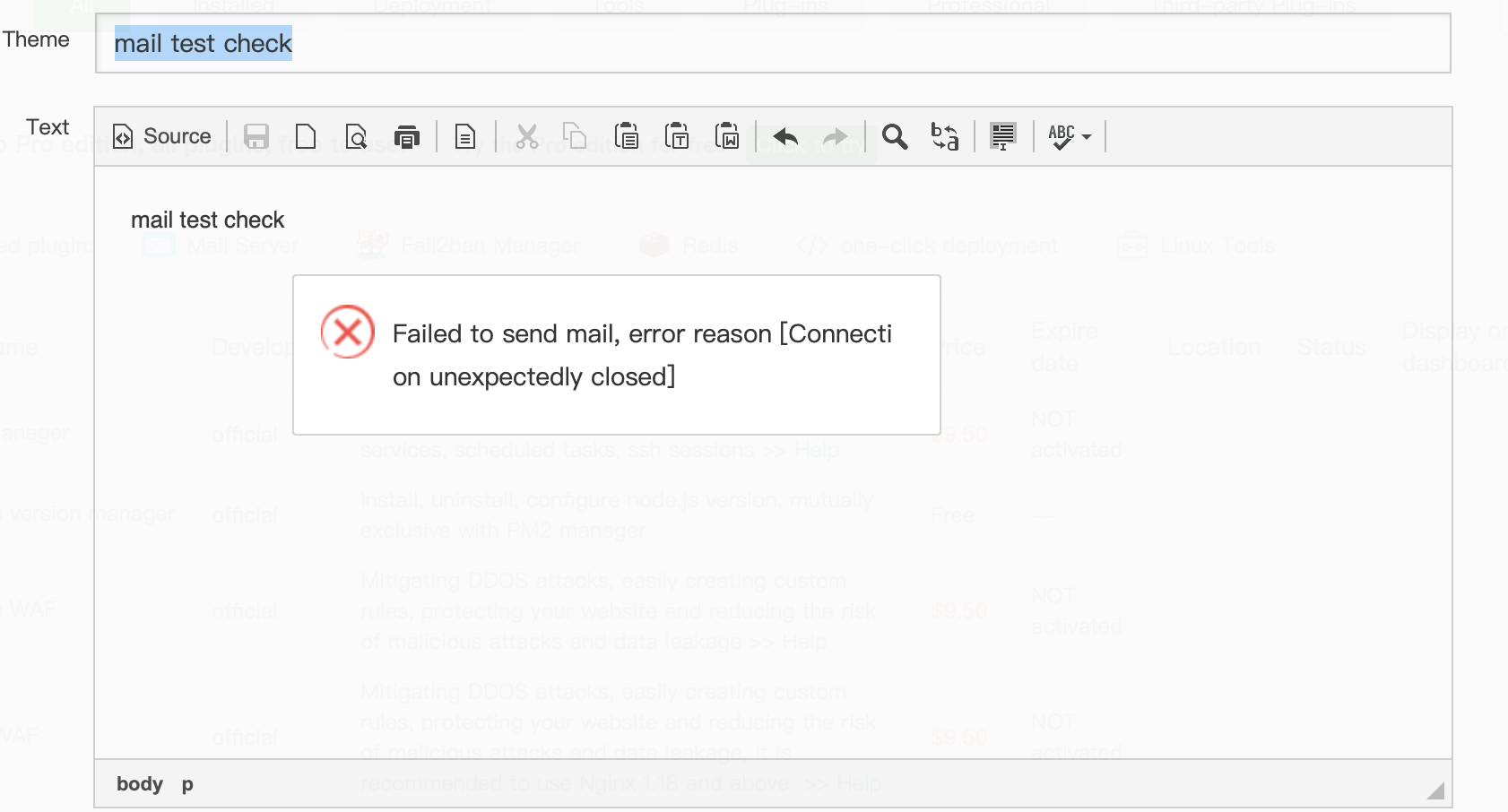 Connection to storage server failed When Will Login Roundcube Webmail - aaPanel - Free Hosting ...
