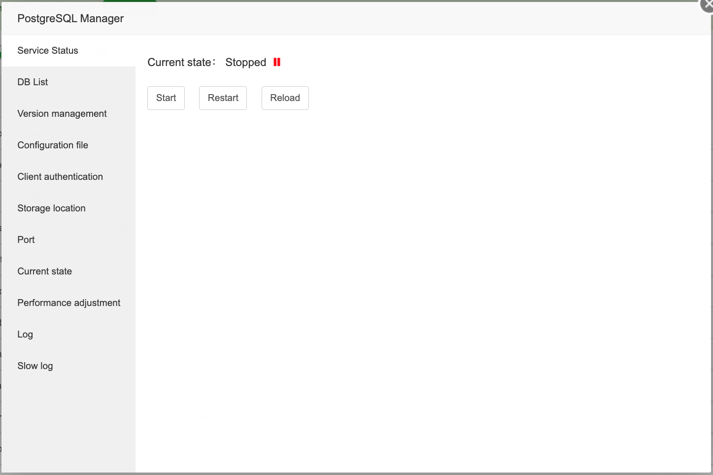 PostgreSQL Manager - aaPanel - Free Hosting control panel. One-click LAMP/LEMP.