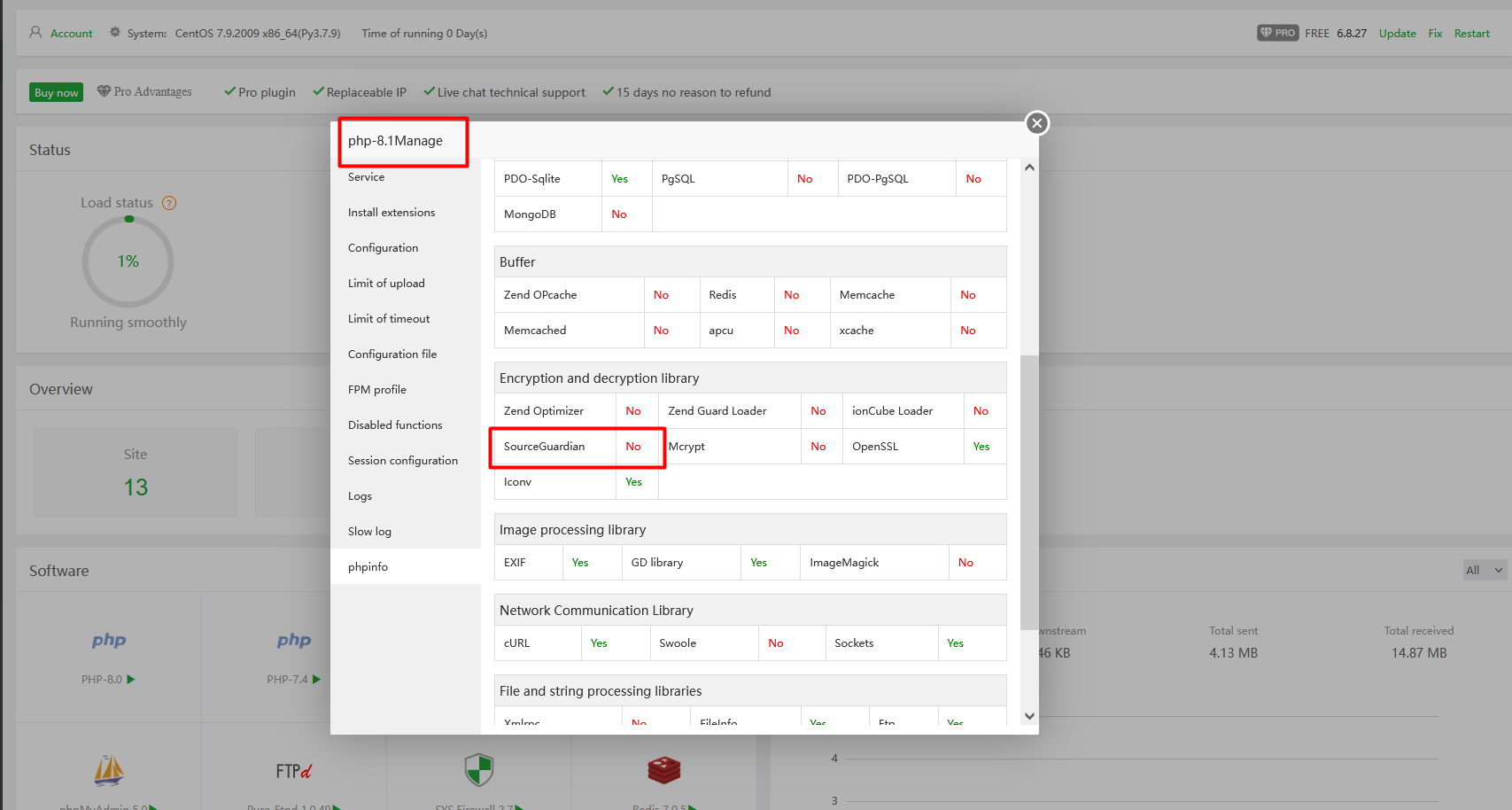 SourceGuardian Php 8.1 - aaPanel - Free Hosting control panel. One-click LAMP/LEMP.