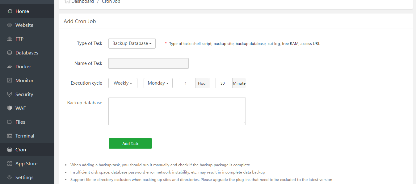 Cron Job Aapanel Free Hosting Control Panel One Click Lamp Lemp