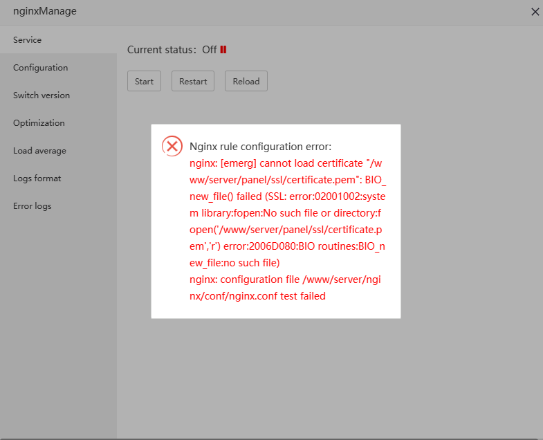 Nginx suddenly stoped and won't start. - aaPanel - Free Hosting control panel. One-click LAMP/LEMP.