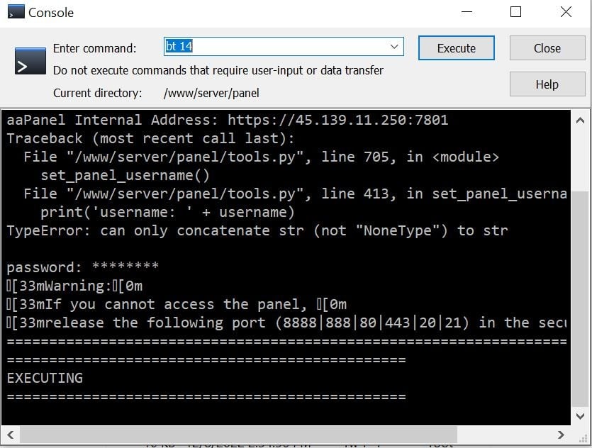 can't access the panel - aaPanel - Free Hosting control panel. One-click LAMP/LEMP.