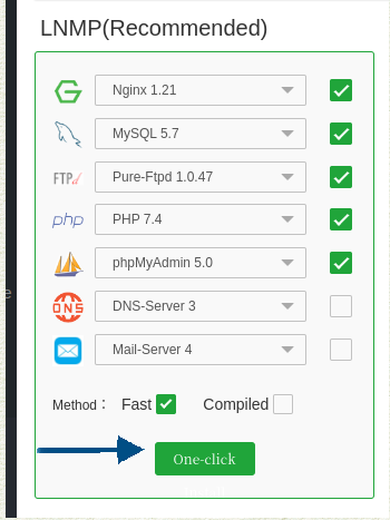 Auto-install LNMP stack after installed aapanel - aaPanel - Free Hosting control panel. One ...