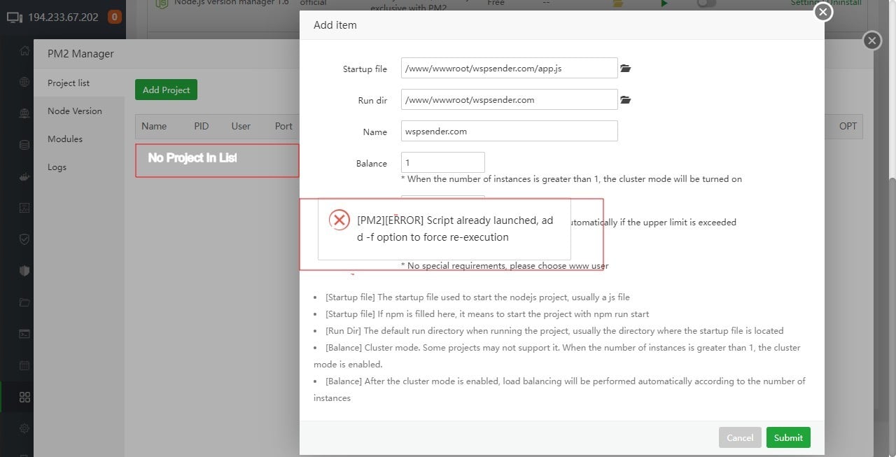 Pm2 - aaPanel - Free Hosting control panel. One-click LAMP/LEMP.