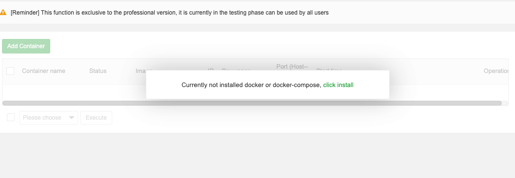 Currently Not Installed Docker Or Docker Compose Click Install Aapanel Free Hosting