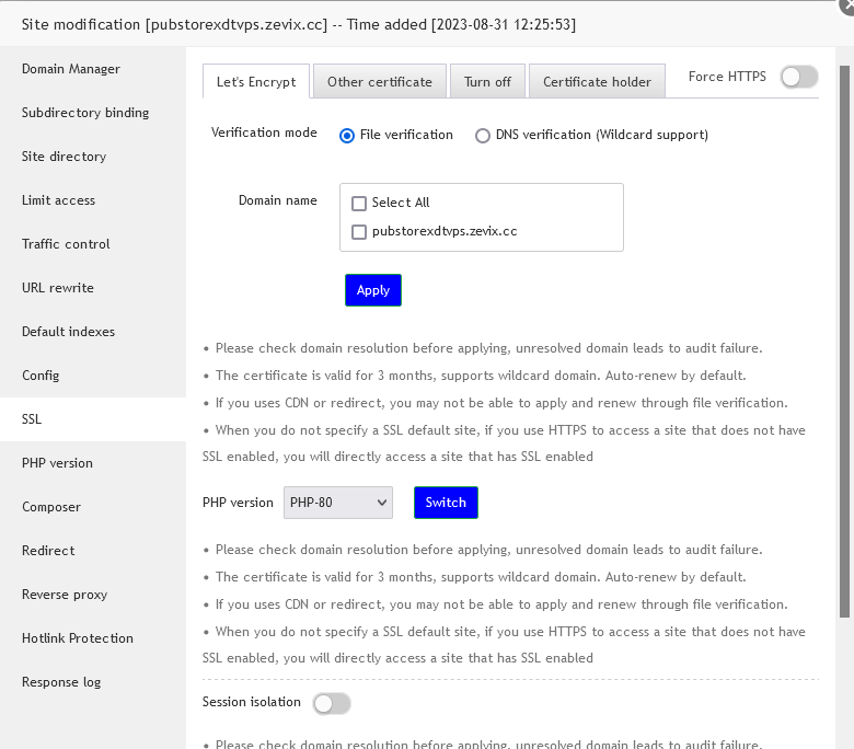 Bug: you can open 2 pages at once - aaPanel - Free Hosting control panel. One-click LAMP/LEMP.