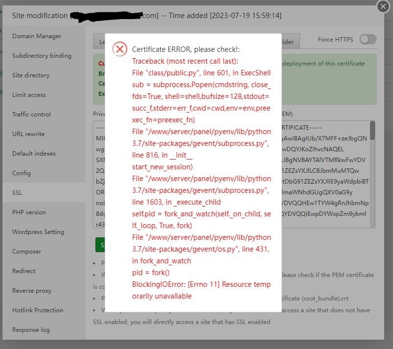 Apache rule configuration error - aaPanel - Free Hosting control panel. One-click LAMP/LEMP.