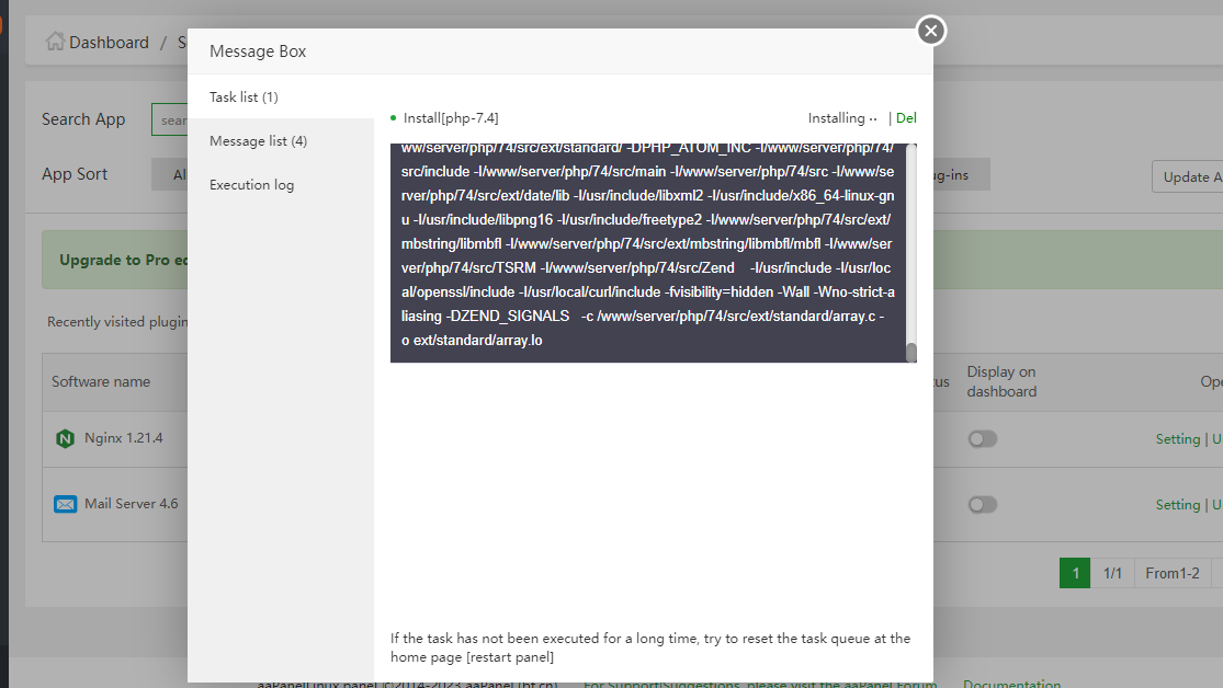 Trying To Install Applications Aapanel Free Hosting Control Panel One Click Lamp Lemp