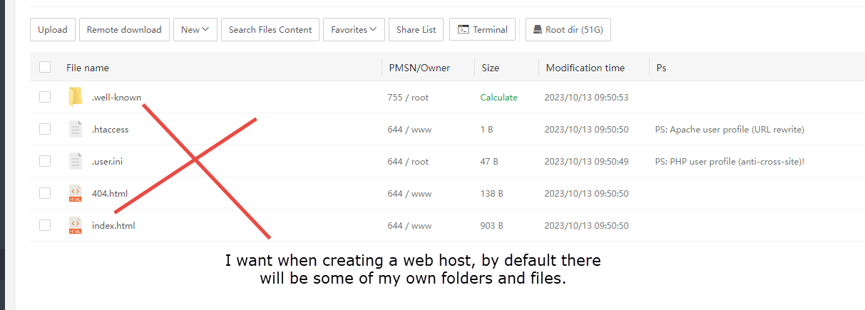 Change default files, folder when creating host? - aaPanel - Free Hosting control panel. One ...