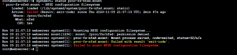 NFS Manager not Start - aaPanel - Free Hosting control panel. One-click LAMP/LEMP.