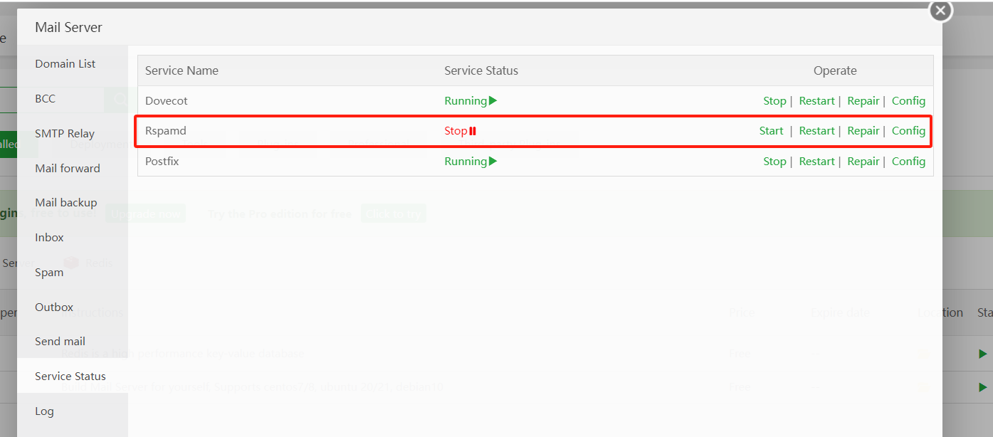 Rspamd Service Is Running But Rspamd Display Stop On The Aapanel Aapanel Free Hosting