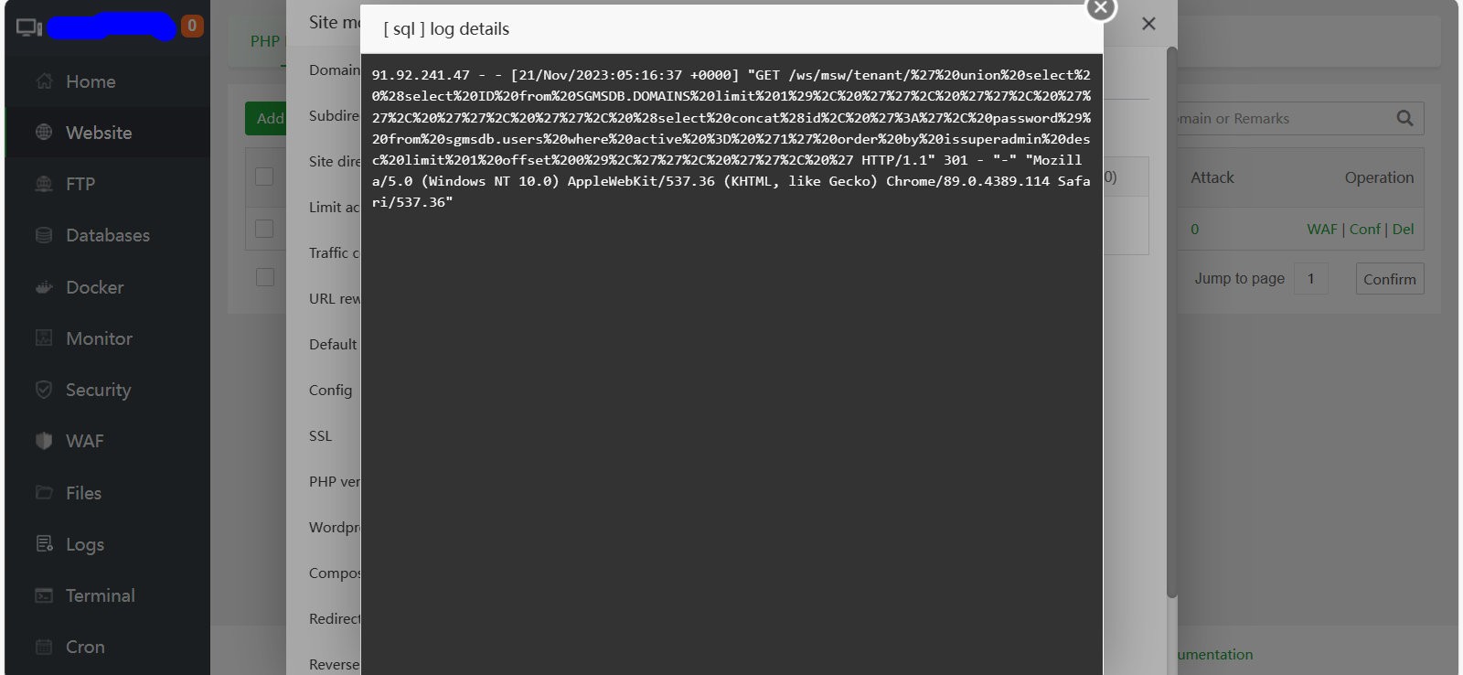 Aapanel Sql Attack Log Aapanel Free Hosting Control Panel One Click Lamplemp
