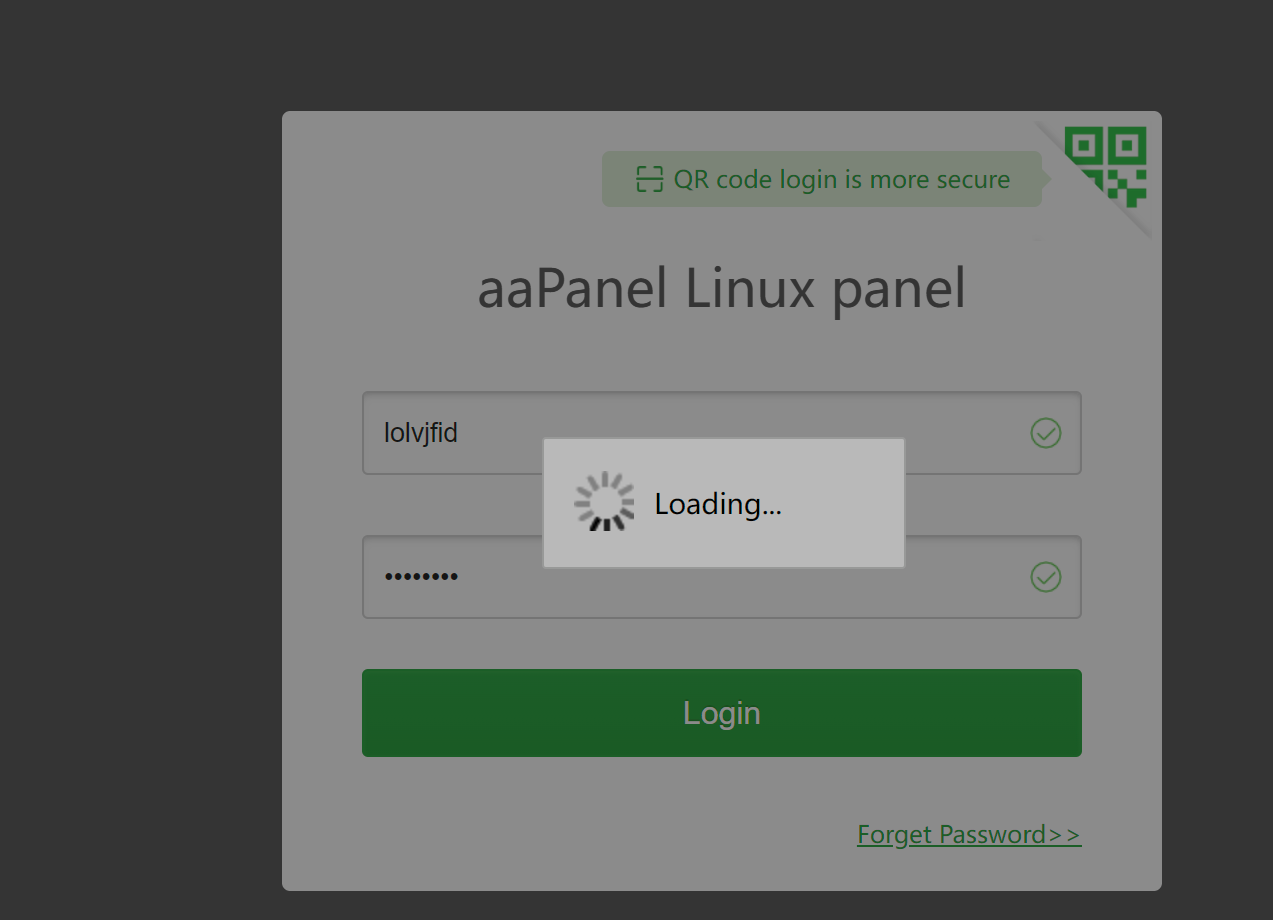 Stuck on loading when logging in aapanel - aaPanel - Free Hosting control panel. One-click LAMP ...