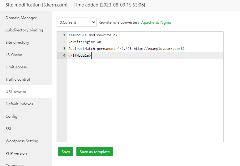 I Want To Redirect Url In Same Domain Aapanel Free Hosting Control Panel One Click Lamplemp