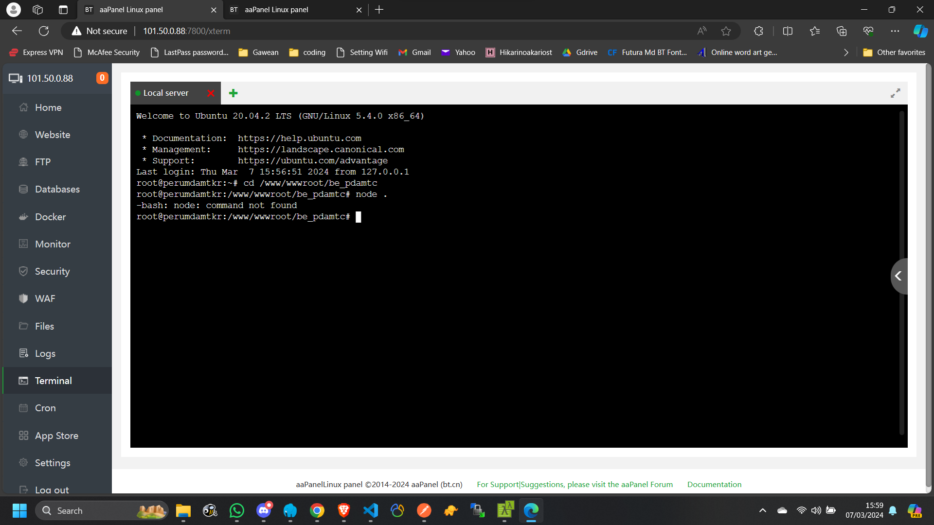 my node project suddenly can't start - aaPanel - Free Hosting control panel. One-click LAMP/LEMP.