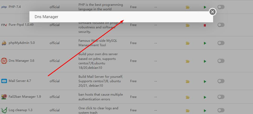 Menu in DNS Manager 3.6 is not available - aaPanel - Free Hosting control panel. One-click LAMP ...