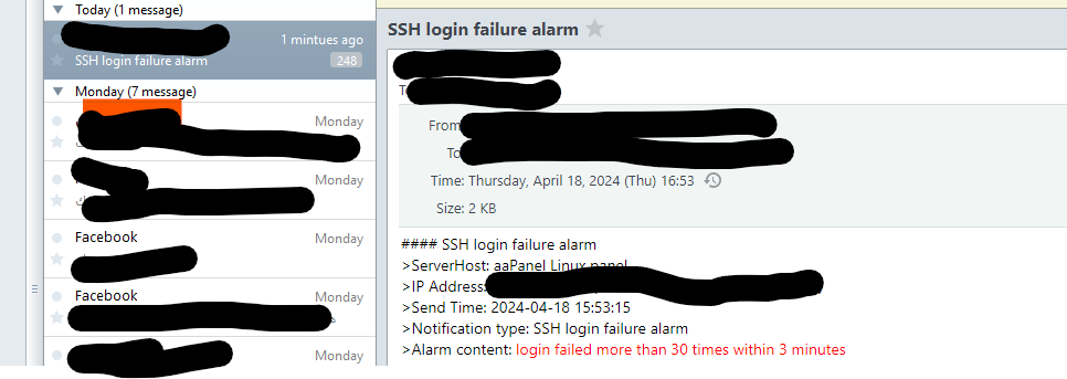 SSH login failure alarm - aaPanel - Free Hosting control panel. One ...