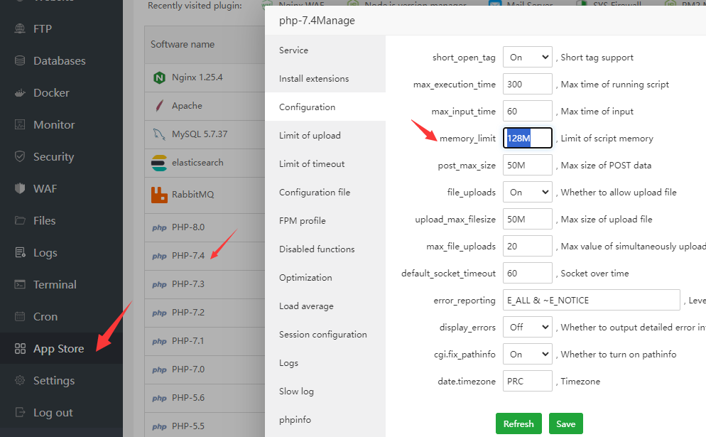 php ini memory limit - aaPanel - Free Hosting control panel. One-click LAMP/LEMP.