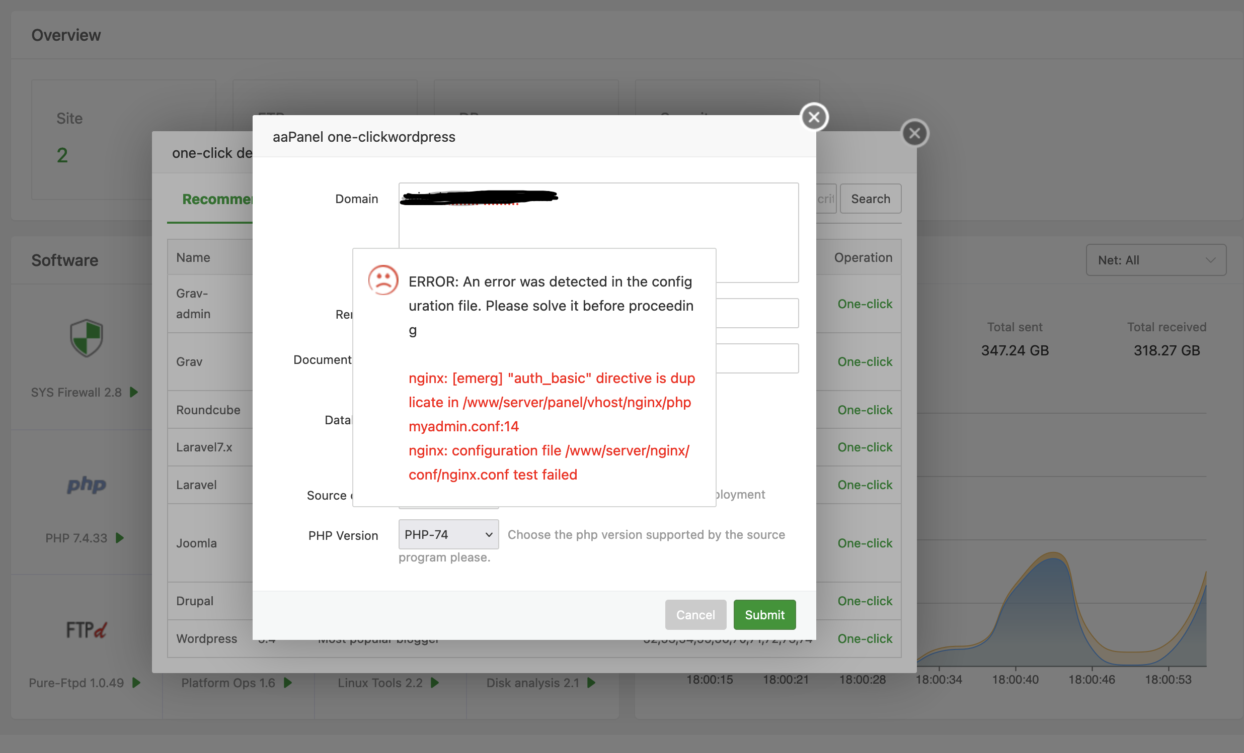 One Click Deployment Error Aapanel Free Hosting Control Panel One Click Lamplemp