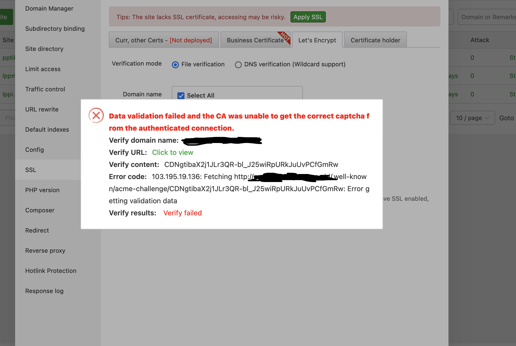 problems with SSL and web - aaPanel - Free Hosting control panel. One-click LAMP/LEMP.