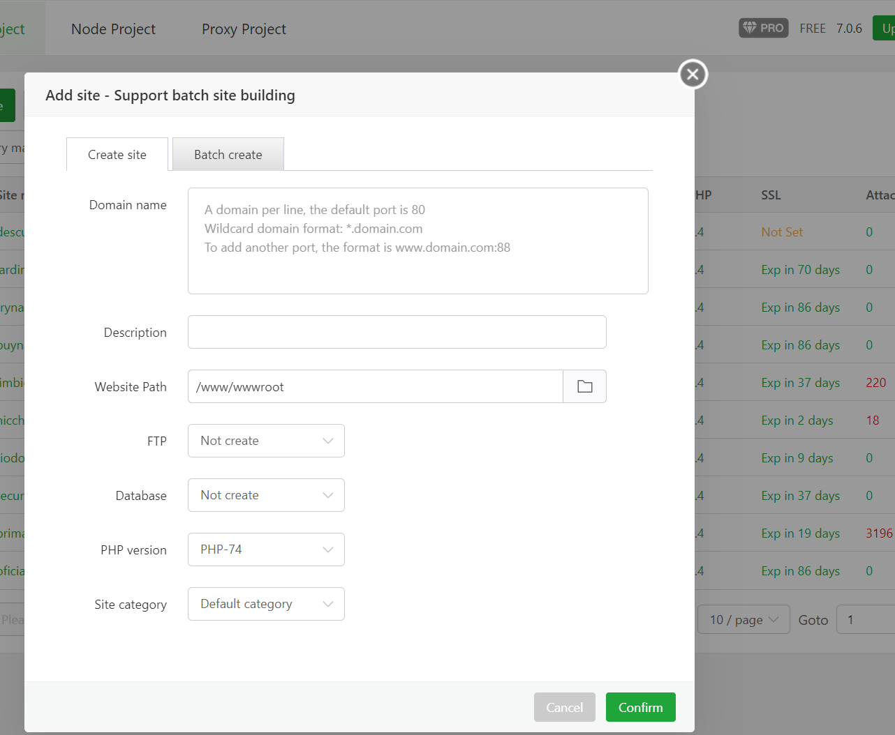 Option To Add New Domain With Wordpress Missing After 706 Aapanel Free Hosting Control