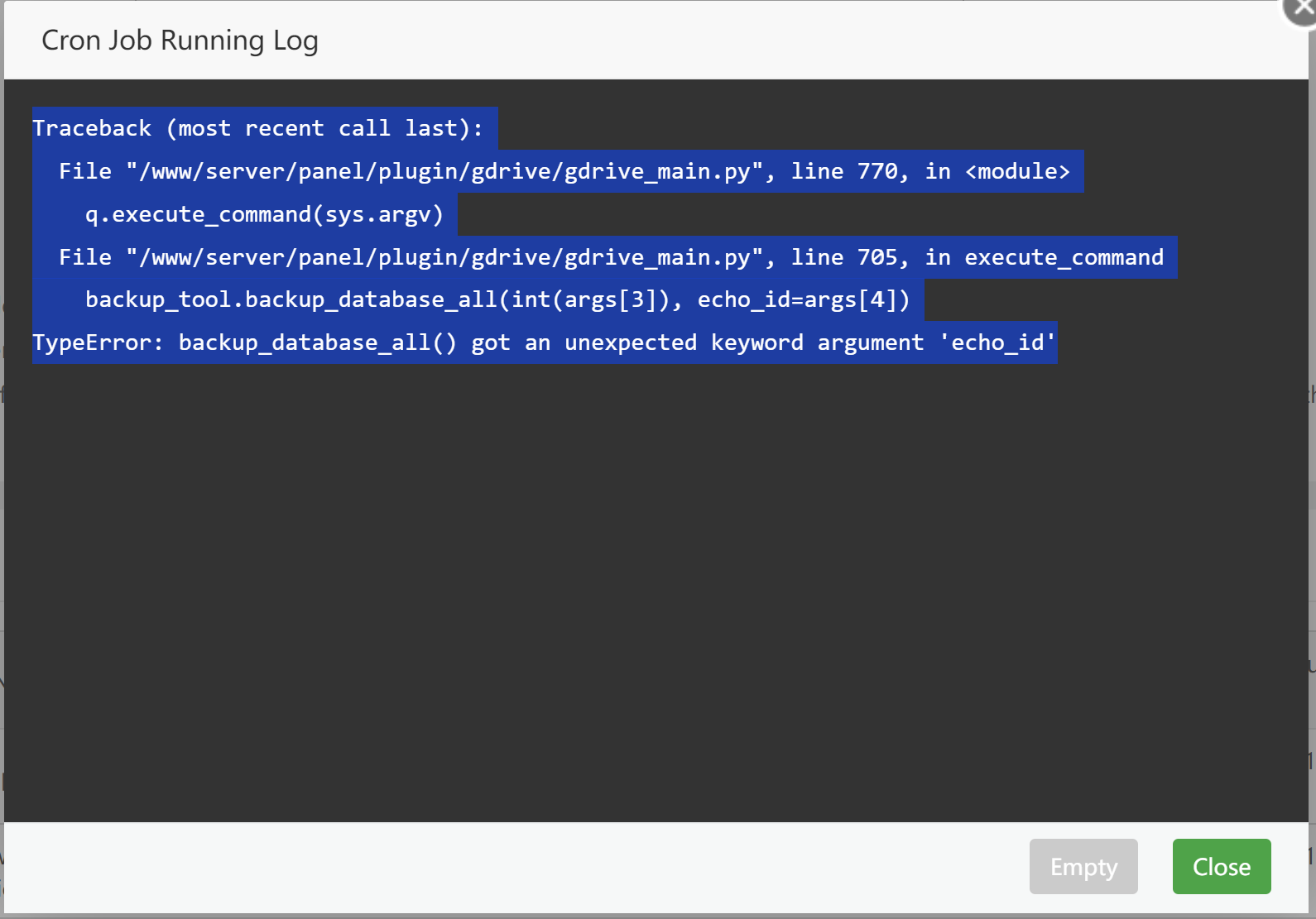Google Drive backup doesn't work after reinstalling the plugin - aaPanel - Free Hosting control ...