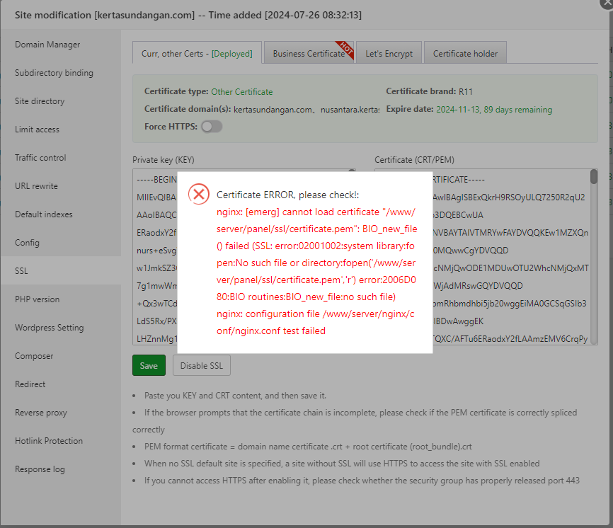 Bt-Panel not running - aaPanel - Free Hosting control panel. One-click LAMP/LEMP.