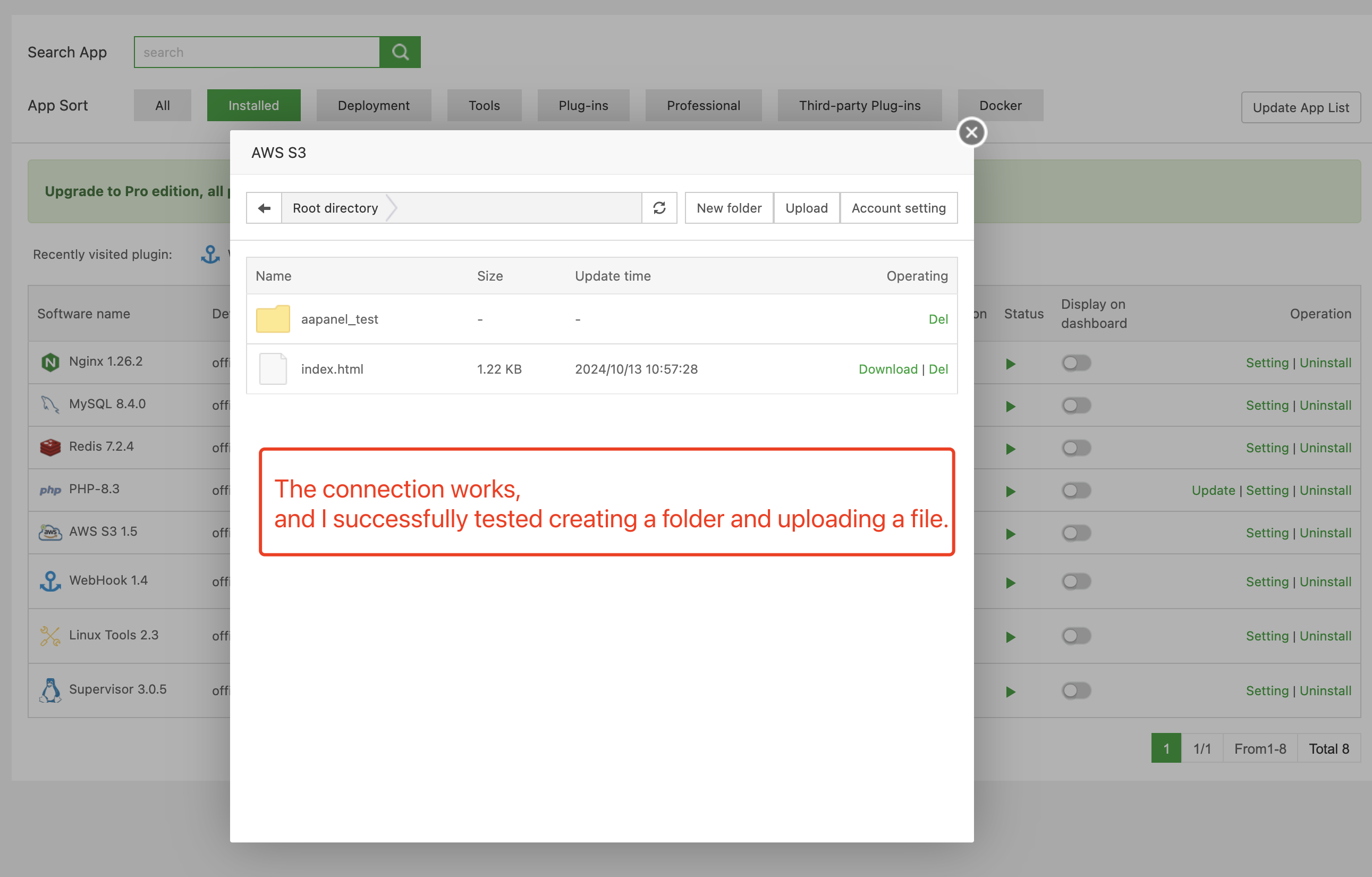 Backup Cron cannot upload files to the S3 bucket - aaPanel - Free Hosting control panel. One ...