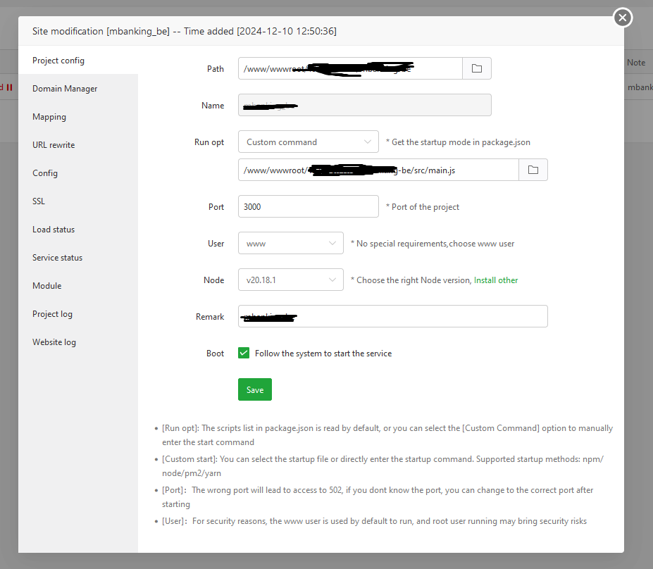 Project Node On Local Ip Aapanel Free Hosting Control Panel One Click Lamplemp
