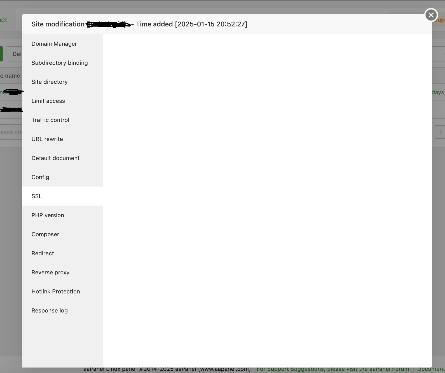 Error "An error occurred while the panel was running!" on "ssl ...
