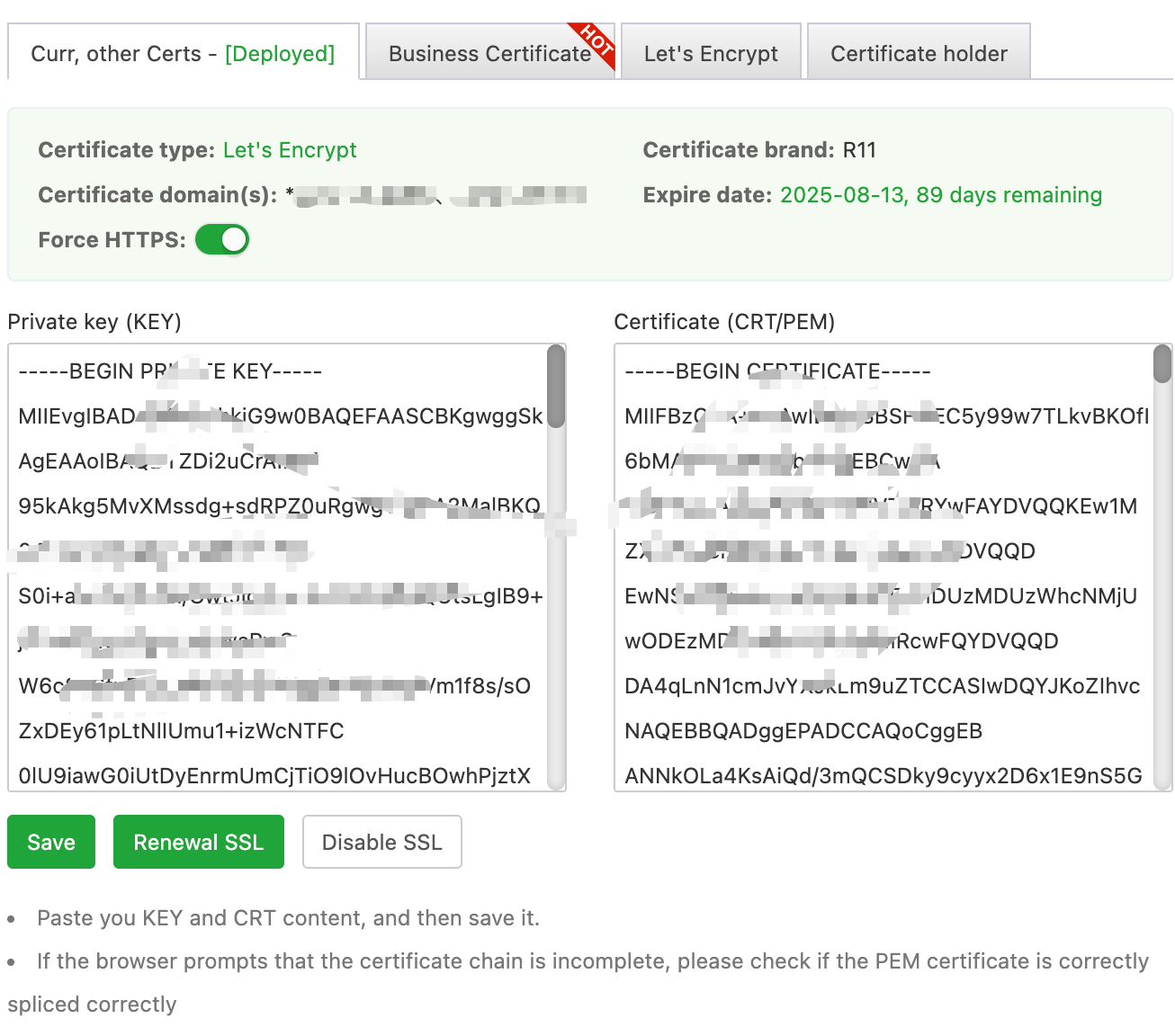 A Big Bug In Ssl Certificates Aapanel Free Hosting Control Panel One Click Lamplemp